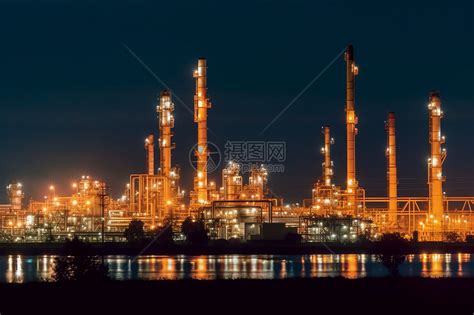 夜晚石化炼油厂图片素材 正版创意图片600153267 摄图网