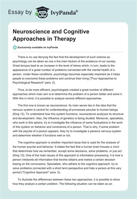 Neuroscience And Cognitive Approaches In Therapy 595 Words Essay