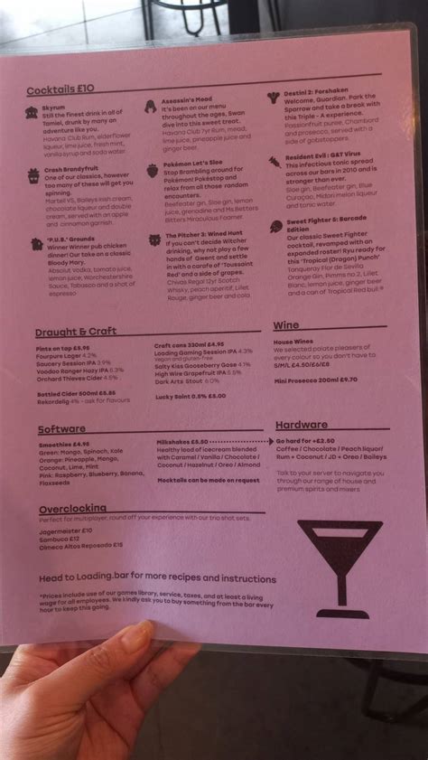 Menu At Loading Bar London 120 Peckham Hill St