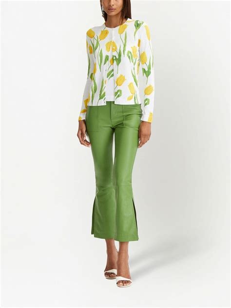 Oscar De La Renta Tulip Print Knitted Jacket Farfetch