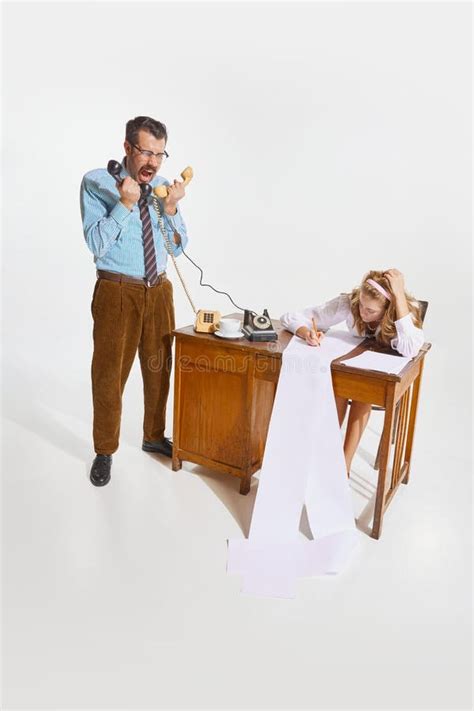 Businessman Making Ideas Giving Information And Woman Personal