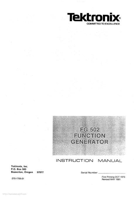 Tektronix Fg502 Service Manual Download Schematics Eeprom Repair Info For Electronics Experts