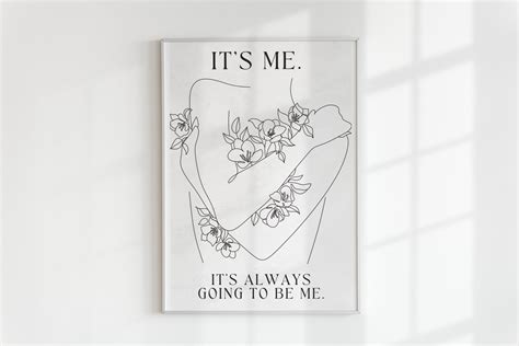 Self Love Line Art Print Feminine Empowerment Floral Wall Art