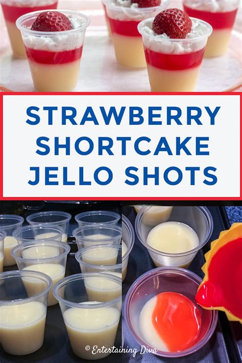Red And White Strawberry Shortcake Jello Shots Recipe Entertaining Diva