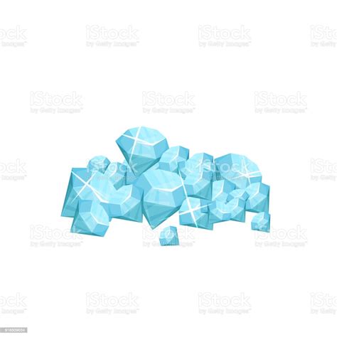 보석의 더미입니다 블루 빛나는 다이아몬드 비싼 보석의 개념입니다 부의 상징입니다 모바일 게임에 대 한 그래픽 디자인입니다 만화 평면 벡터 아이콘 0명에 대한 스톡 벡터 아트