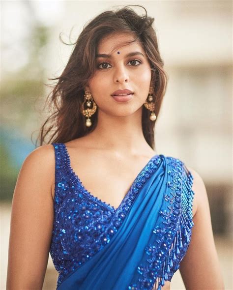 8 Portraits Of Suhana Shahrukh Khans Daughter Stunning In Blue Sari
