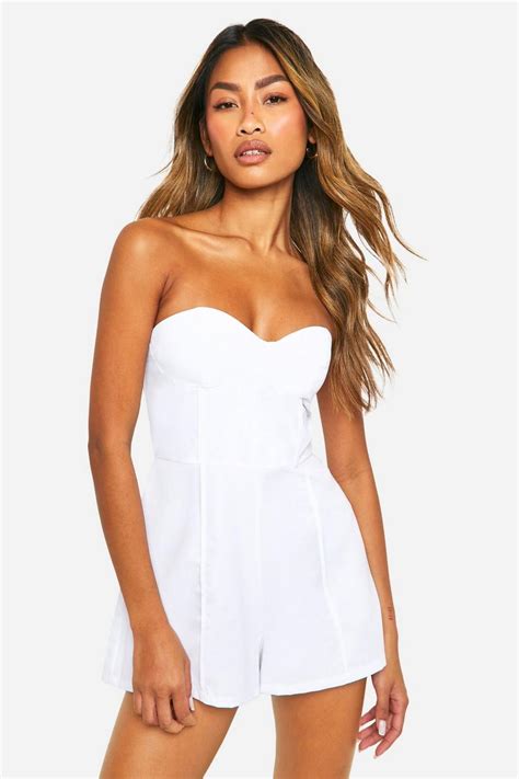 Bandeau Tailored Playsuit Boohoo Uk