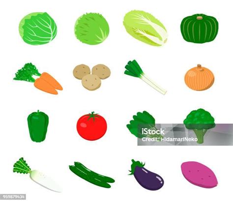 蔬菜圖示集向量圖形及更多蔬菜類圖片 蔬菜類 南瓜 圖示 Istock