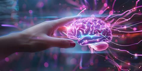 Robot Hand Touching Human Brain In Artificial Intelligence Concept Intersection Concept