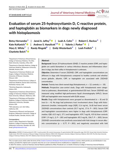 Pdf Evaluation Of Serum 25 Hydroxyvitamin D C Reactive Protein And