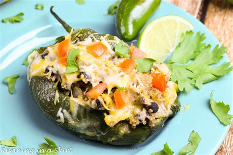 Vegetarian Stuffed Poblano Peppers Running In A Skirt