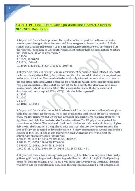 AAPC CPC Final Exam With Questions And Correct Answers Real Exam AAPC CPC Stuvia US