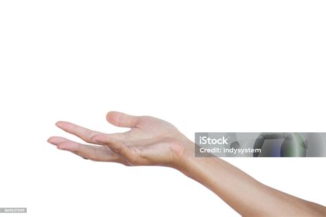 손 제스처를 열어 들고 뭔가 빈 흰색 배경에 고립 처럼 보인다 클리핑 경로입니다 손 제스처는 사람들이 말할 수 없는 귀 머 거리