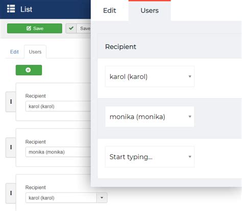 dj messages with recipients lists and user actions log feature