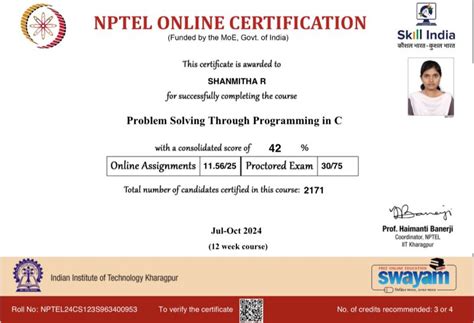 Shanmitha R On Linkedin Excited To Share That I Have Successfully Compley My Nptel Online