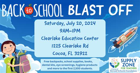 2024 Back To School Blast Off School Supply Giveaway Brevard Schools