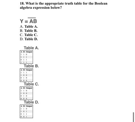 Solved 18 What Is The Appropriate Truth Table For The