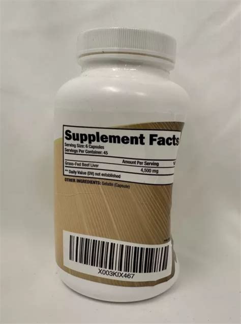 Grass Fed Beef Liver Capsules 270 Capsules 4500mg 750mg Each