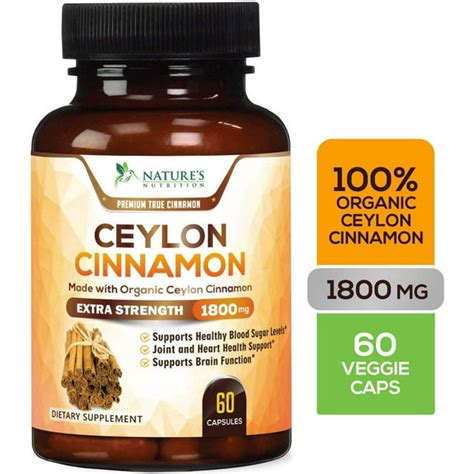 Natures Nutrition Cinnamon Capsules Organic True Ceylon Pills Natural