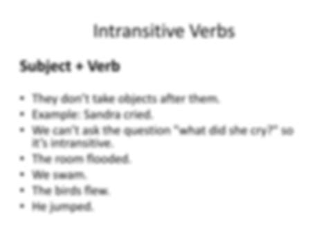 SOLUTION Transitive And Intransitive Verbs Studypool