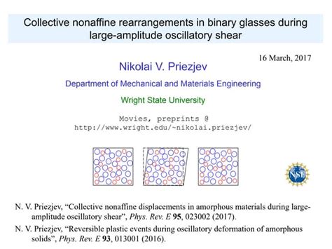 Collective Nonaffine Rearrangements In Binary Glasses During Large Amplitude Oscillatory Shear Ppt