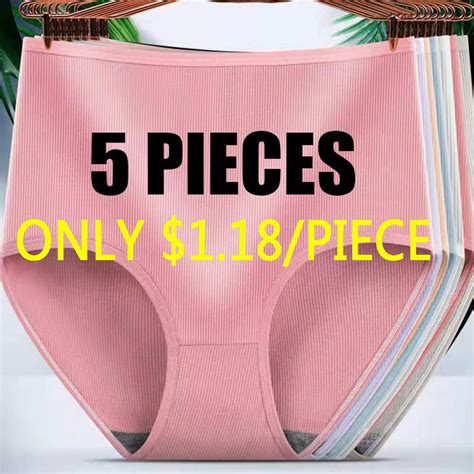 Sg Stock 5pcs Plus Size Women High Waist Panties Lingeries Ladies