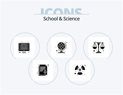 School And Science Glyph Icon Pack 5 Icon Design Scale Book Globe