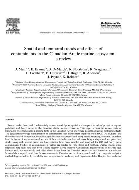 Pdf Spatial And Temporal Trends And Effects Of Contaminants In The Canadian Arctic Marine