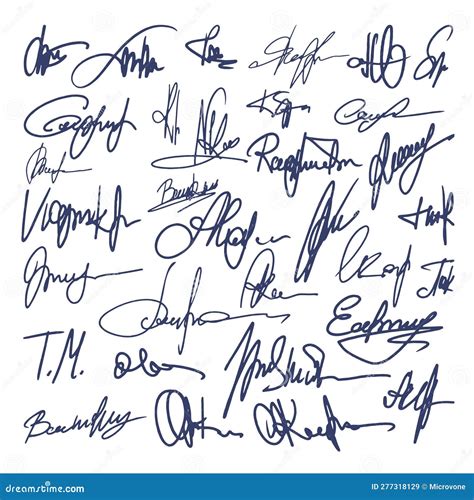 Autographs With Letter B Fake Hand Drawn Design Fictitious