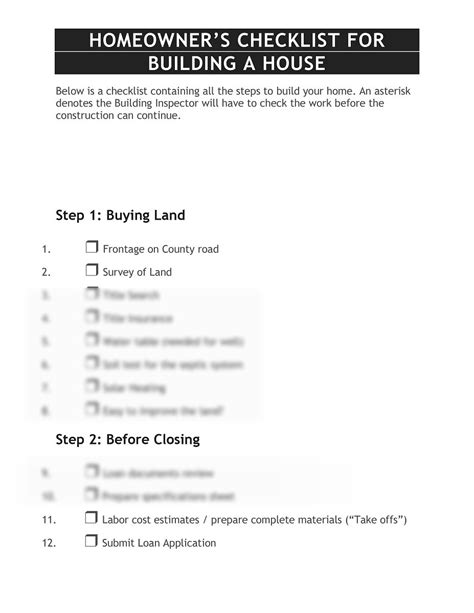 New Home Construction Checklist Checklist For Building New