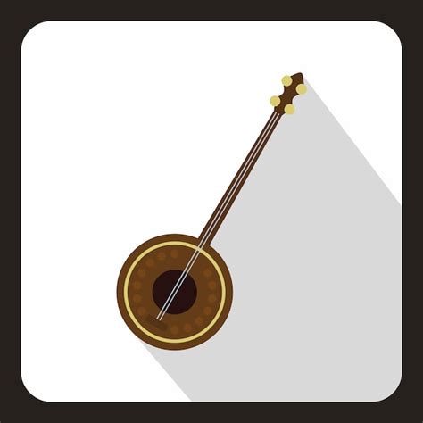 Icono de dutar en estilo plano con larga sombra símbolo de instrumento