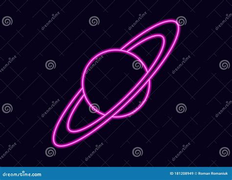 Neon Planet Earth Icon In Thin Line Style Vector Illustration Stock