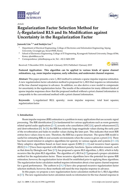 pdf regularization factor selection method for l1 regularized rls and