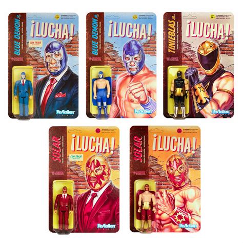 Lucha Libre Set Of 5 Pieces Reaction 3 34 Inch Retro Action Figures