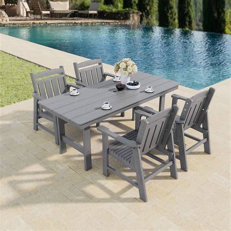 Fortune Candy 5 Piece Modern Hdpe Weather Resistant Patio Dining Set