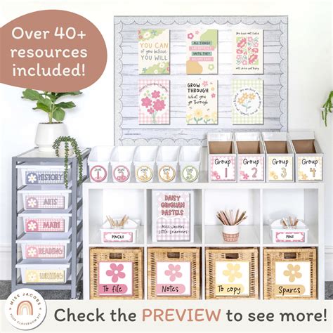 Daisy Gingham Pastels Classroom Decor Bundle Miss Jacobs Little Learners