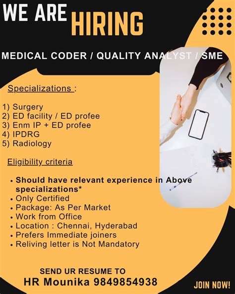 We Are Hiring Medical Coder Quality Analyst Sme Chennai