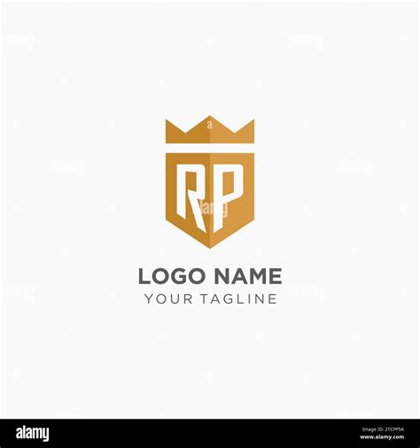 Monogram RP Logo With Geometric Shield And Crown Luxury Elegant Initial Logo Design Vector