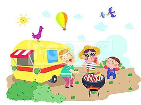 Pai077 프리진 일러스트 사람 놀이 교육 휴일 여름 Pater 일러스트 프리진 Camping 페인터 바베큐 학교 캠핑카 윷 초등학생 방학