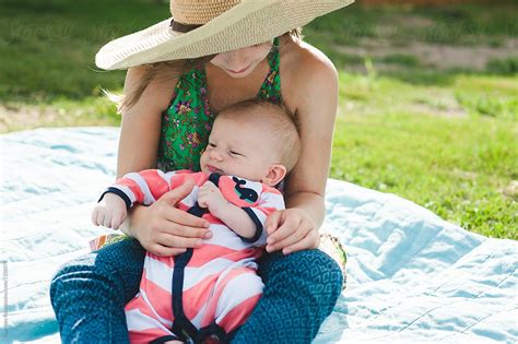Tween Sister Holding New Brother By Stocksy Contributor Courtney