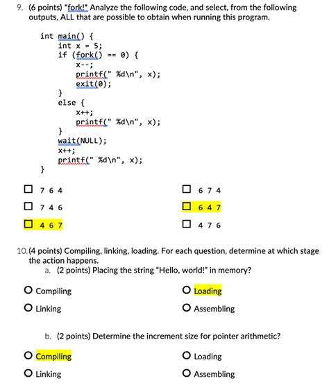 Solved Points Fork Analyze The Following Code Chegg