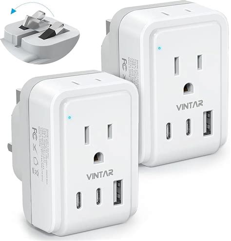 Pack US To UK Ireland Travel Plug Adapter VINTAR Foldable Type G Power Adapter With