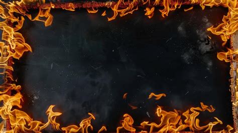 Burning Fire Effect On The Border Of A Blackboard Background Copy Space