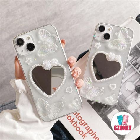 เคสโทรศัพท์มือถืออีพ็อกซี่ใส แบบนิ่ม ลายผีเสื้อ และหัวใจ 3d กันกระแทก