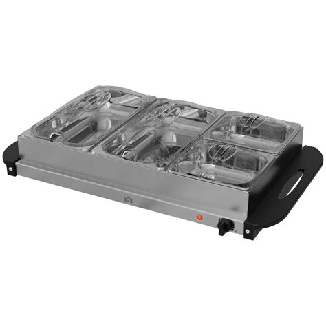 Homcom 4 Tray Electric Food Warmer Buffet Server With Plate Warmer