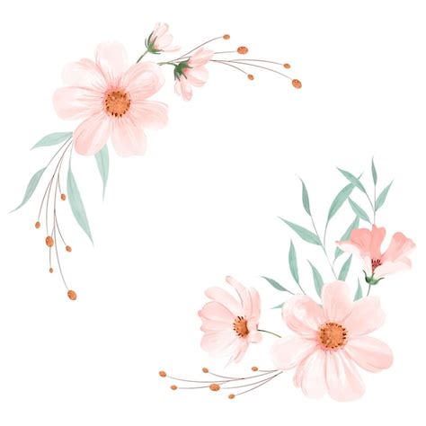 Marco De Flores Rosa Acuarela Vector Premium