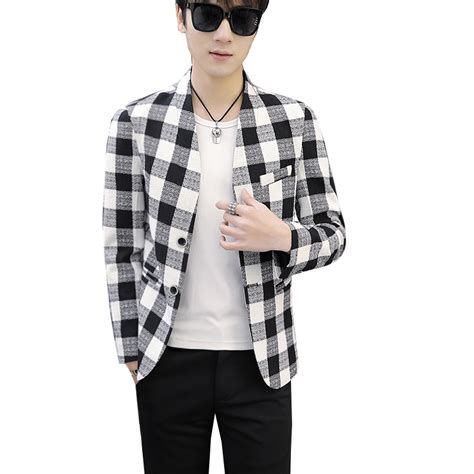 Stand Collar Mens Black And White Blazer Suit Jack Vicedeal