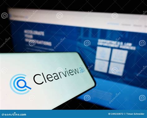 Clearview Ai Facial Recognition Software Logo On The Glowing Screen And