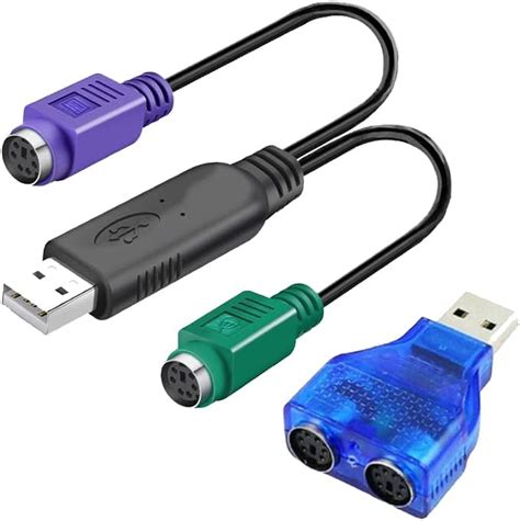 Hualisiji Ps2 To Usb Adapter Keyboard Mouse Adapter Ps2 To Usb Cable Built In Chip No Need To