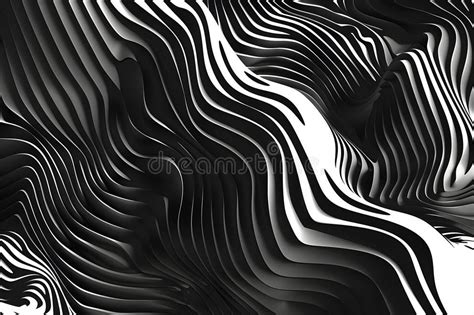 Abstract Black And White Wave Patterns Create A Dynamic Visual Texture Stock Illustration